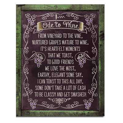 Ode to Wine Tin Sign