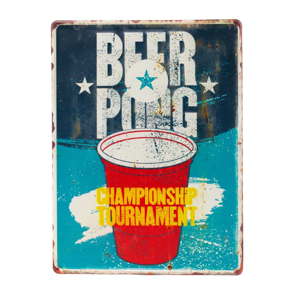 Beer Pong Championship Embossed Metal Sign