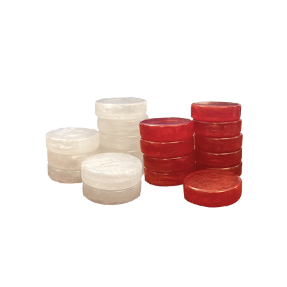 Backgammon and Checker Replacement Plastic Pieces - Red and White